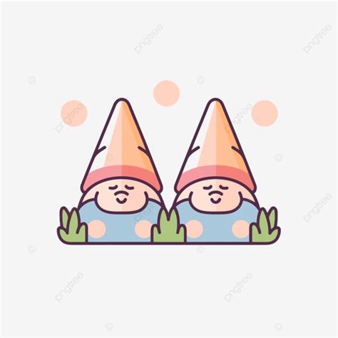 Two Cute Gnome Icon And Background Vector A Lineal Icon Depicting
