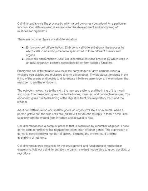 Lecture 29 Cell Differentiation Cell Differentiation Is The Process By Which A Cell Becomes