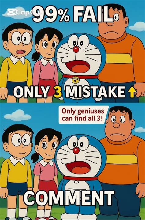 Find 3 Difference 🧠💪 Doreamon Doraemon Anime Nobita Love