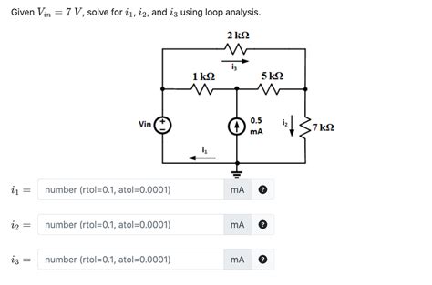 Solved Given Vin7v Solve For I1i2 And I3 Using Loop