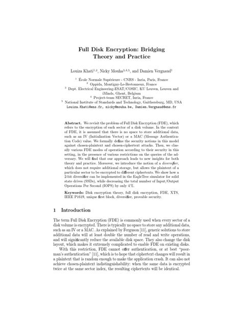 full disk encryption pdf solid state drive flash memory