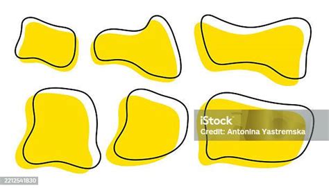 유기적 도형 텍스트 프레임 추상적인 노란색 말풍선의 벡터 집합입니다 물결 모양의 직사각형 정사각형 텍스트 상자 개체 그룹에 대한