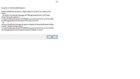 C Xamarin Strange Exception In Vs2015 Stack Overflow