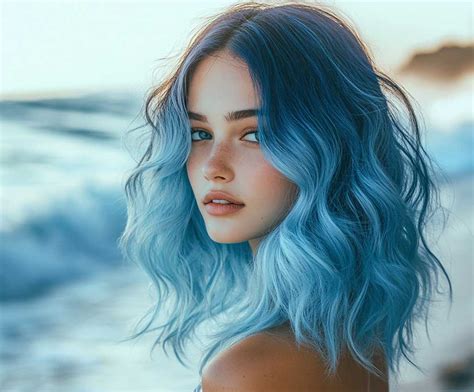 12 Fresh Short Wavy Hairstyles With Pastel Blue Hues