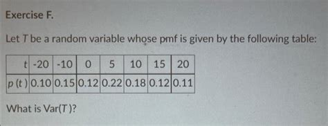 Solved Let T Be A Random Variable Whose Pmf Is Given By The