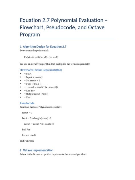 Polynomial Evaluation Equation 2 7 Pdf