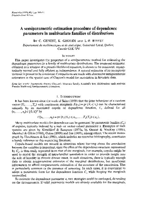 Pdf A Semiparametric Estimation Procedure Of Dependence Parameters In