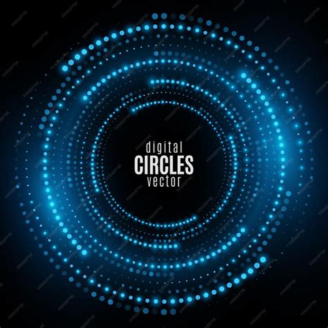 Digital Circles Of Blue Glowing Dots Big Data Visualization Into