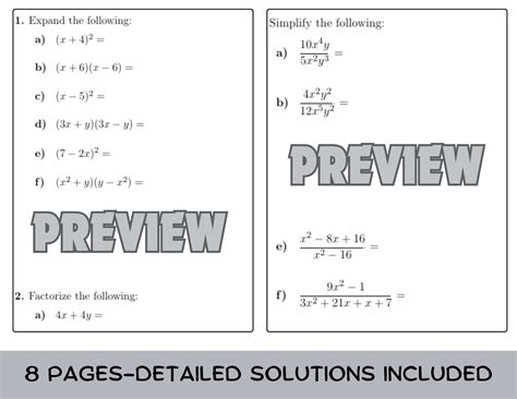 Algebra Revision Identities Factorization Algebraic Fractions And Equations Teaching Resources
