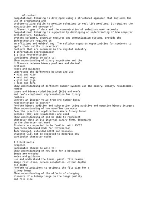 As Level Computer Syllabus Pdf