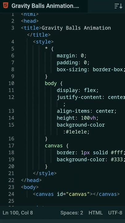 Gravity Balls Animation Using Html Css And Javascript Htmlcss