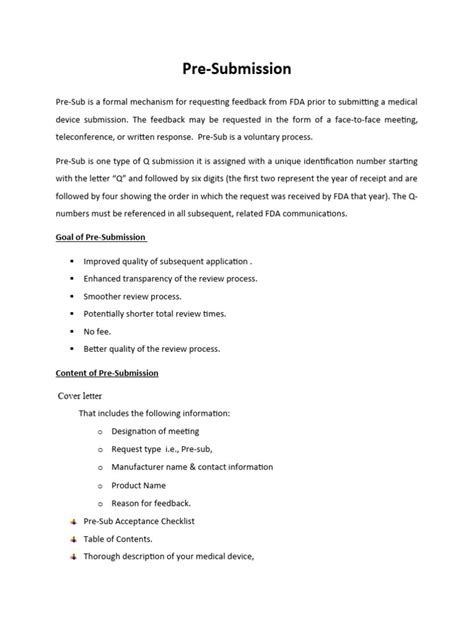 Pre Submission Jino Pdf Food And Drug Administration Federal Food