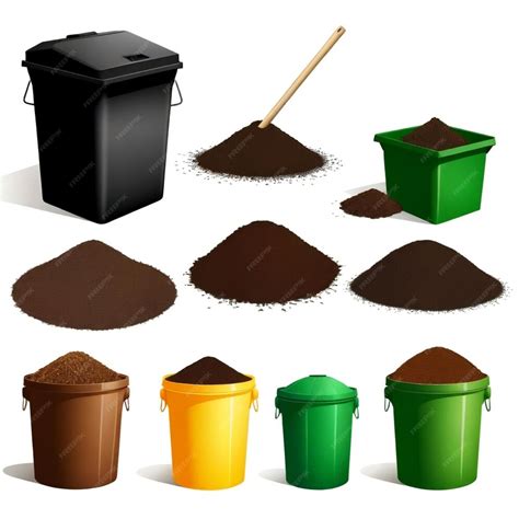 Compost Bin Vector Set White Background Isolated A High Premium Ai