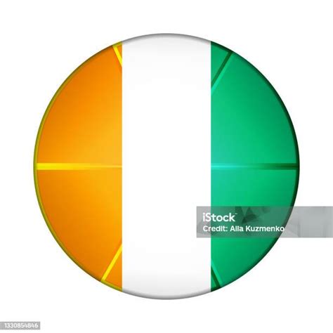 코트 다이부아르의 깃발유리 라이트 볼 둥근 구 템플릿 아이콘 국가 기호 흰색 배경에 강조 표시된 광택 사실적 공 3d 추상 벡터