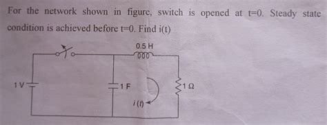 For The Network Shown In Figure Switch Is Opened At Mathrm T 0 S