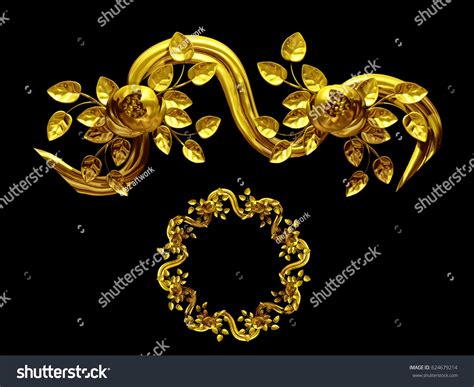 Golden Ornamental Segment Cloth Round Version Stock Illustration