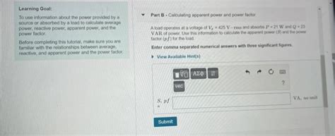 Solved Part A Calculating Average Power Reactive Power