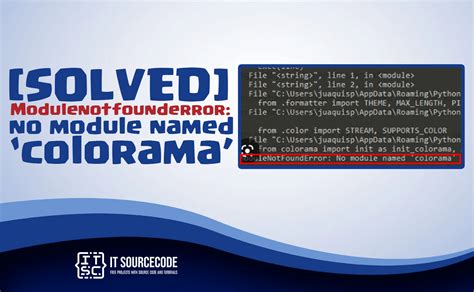 Modulenotfounderror No Module Named Colorama SOLVED