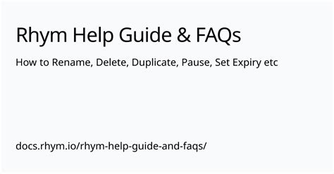 How To Rename Delete Duplicate Pause Set Expiry Etc Rhym Help Guide And Faqs