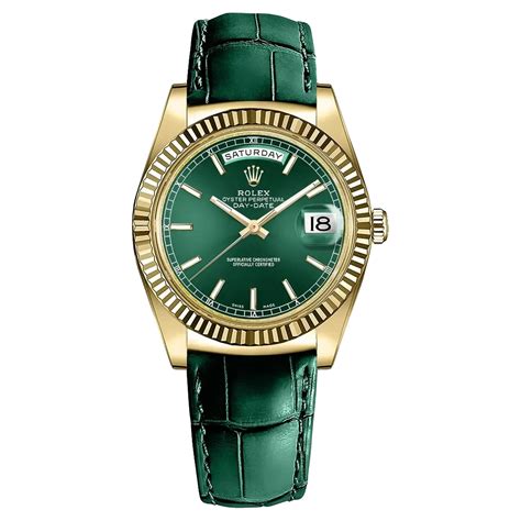Rolex Day Date President 36 18k Yellow Gold Green Dial Luxury Watch