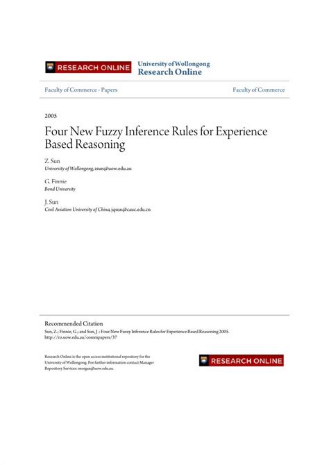 Pdf 2005 Four New Fuzzy Inference Rules For Experience Based