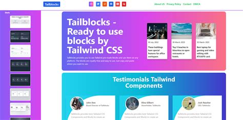 create a website with tailwind blocks using tailblocks by rishav