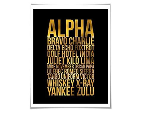 Alpha Bravo Charlie Gold Foil Art Print 36 Colours 3 Sizes Phonetic