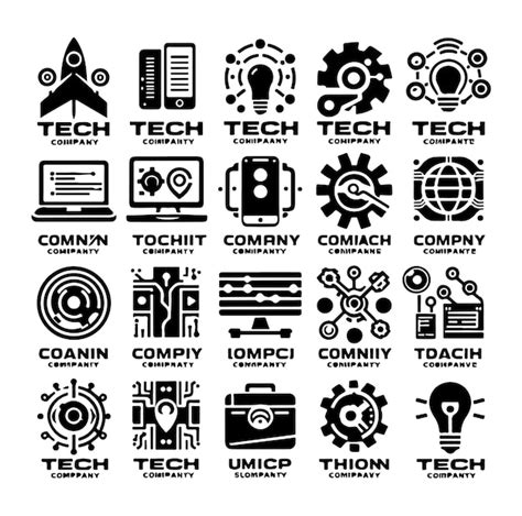 Set Of Technology Company Logo Design Template Vector Illustration