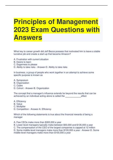 Principles Of Management 2023 Exam Questions With Answers Principles Of Management Stuvia Us