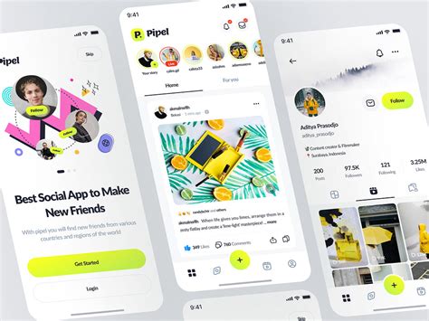 social media app ui design behance