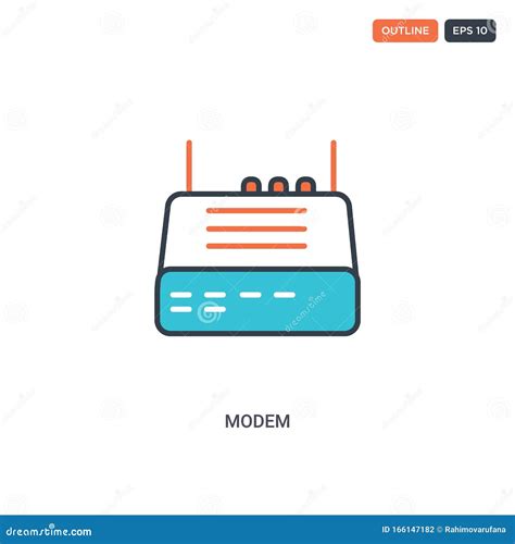 2 Color Modem Concept Line Vector Icon Isolated Two Colored Modem