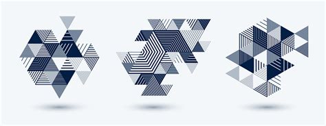 큐브와 삼각형격리 복고풍 스타일의 그래픽 요소로 설정 선형 스트라이프 추상 벡터 차원 3d 배경 포스터 또는 배너 표지 또는 광고에 대한 템플릿입니다 3차원 형태에 대한