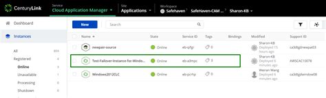 Test Failover Operation Cloud Application Manager