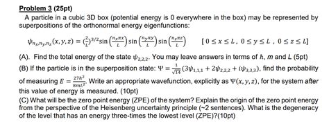 solved problem 3 25pt a particle in a cubic 3d box