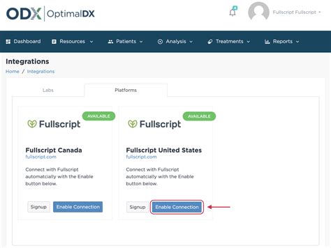 optimaldx integration fullscript support center