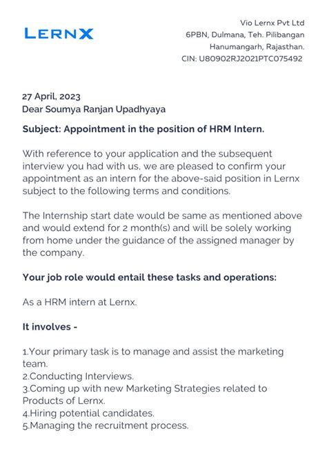 Soumya Ranjan Upadhyaya On Linkedin Intership Intershipopportunity Offerletter