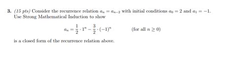 solved 15 pts consider the recurrence relation an an−2