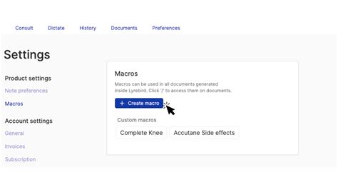 Lyrebird Health Macros Manual