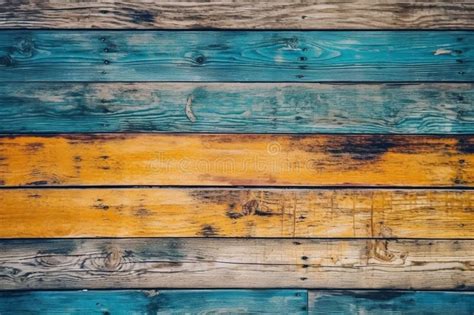 Grungy Vibrant Aged Timber Backdrop With A Pop Of Color Stock