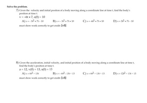 Solved Solve The Problem Given The Velocity And Initial Chegg