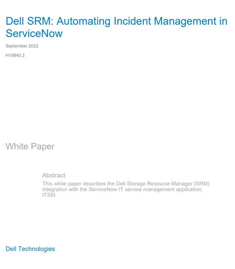 Dell Srm Automating Incident Management In Servicenow Dell