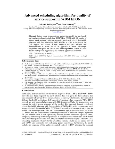Pdf Advanced Scheduling Algorithm For Quality Of Service Support In