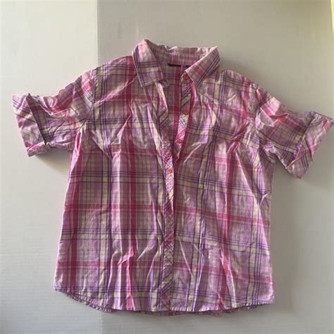Pink Plaid Button Up Shirt Plaid The Only Flaw Is Depop