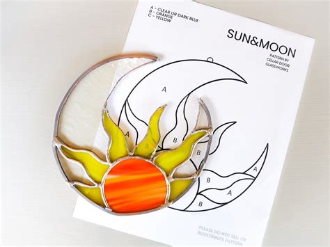Moon And Sun Stained Glass Pattern Celestial Pdf Digital File Beginner
