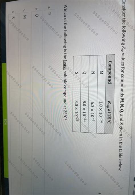 solved in the table below consider9c56 following ksp values