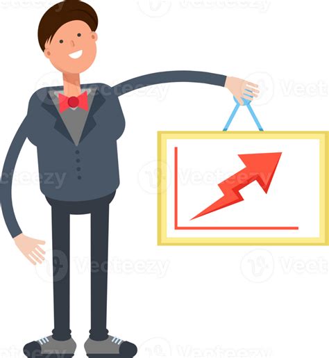 Businessman Character Holding Arrow Chart 49799850 Png