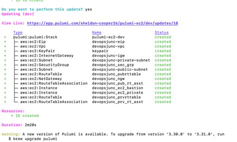 Pulumi AWS Example Creating VPC Subnets EC Bastion Host