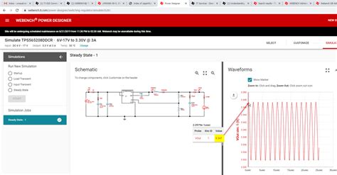 Webench® Toolstps565208 Different Simulated Steady State Response Between Tina And Webench