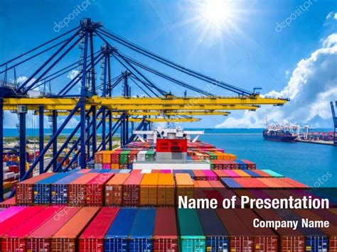 Unloading Container Ship Deep Sea Powerpoint Template Unloading