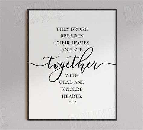 The Broke Bread Together In Their Homes Acts 246 Printable Artwork
